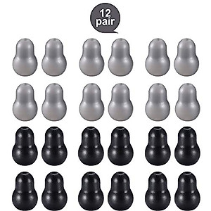 Stethoscope Replacement Earplugs - Universal Silicone Replacement Ear Tips for Stethoscope, Earbuds, Snap Tight Soft-Sealing Ear-Tips (Black and Gray, 24 Pieces)