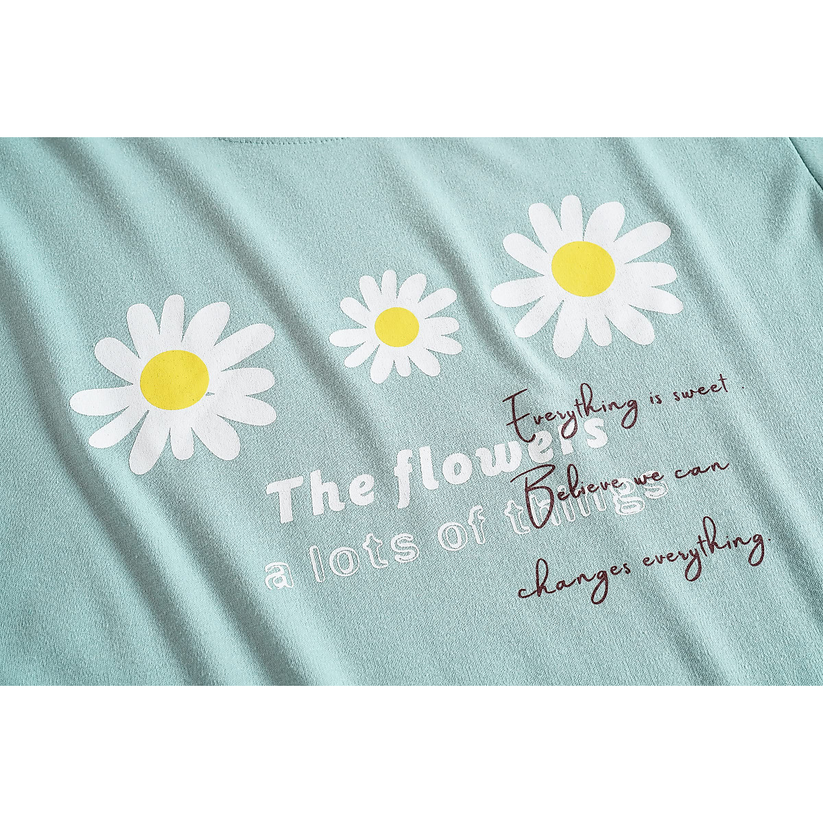 Vopmocld Big Girls Winer Long Sleeve Pajama Sets 2PCS Floral Sleepwear Daisy Flowers Patterns Jammies, Daisy, 14