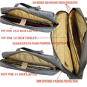 Bomocillio Laptop Bag 15 15.6 Inch Laptop Case Computer Bag Briefcase Messenger Shoulder Bag For Women Men Large Shockproof Grey