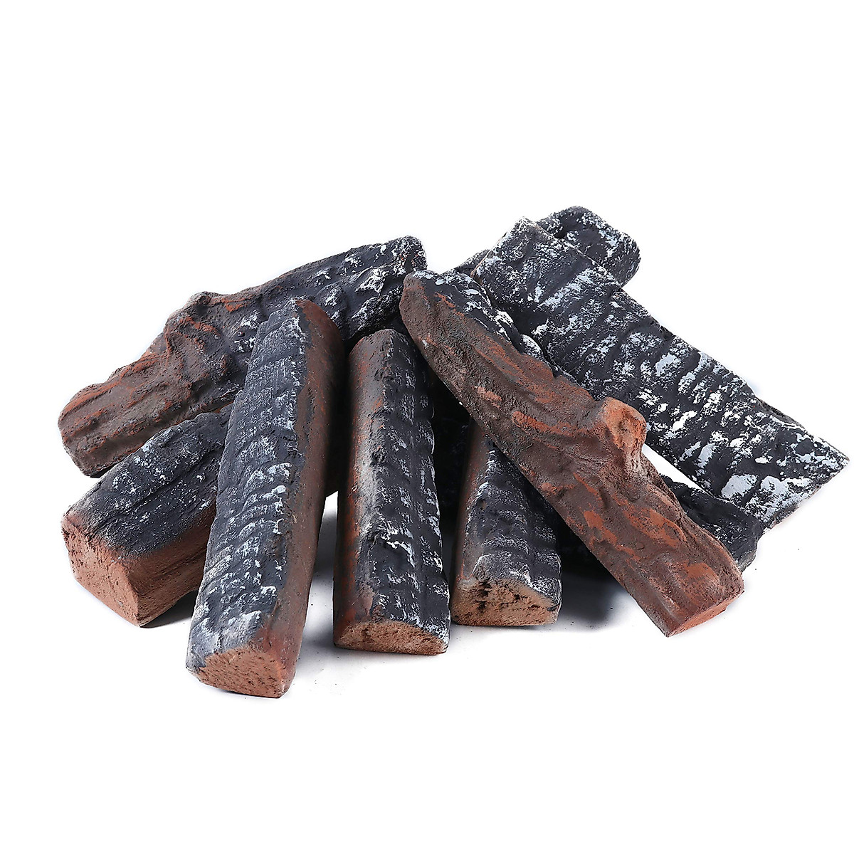 Gas Fireplace Logs Set of Ceramic Wood Logs. Use in Indoor, Gas Inserts, Vented, Electric, or Outdoor Fireplaces & Fire Pits. Realistic Clean Burning Accessories 8PCS