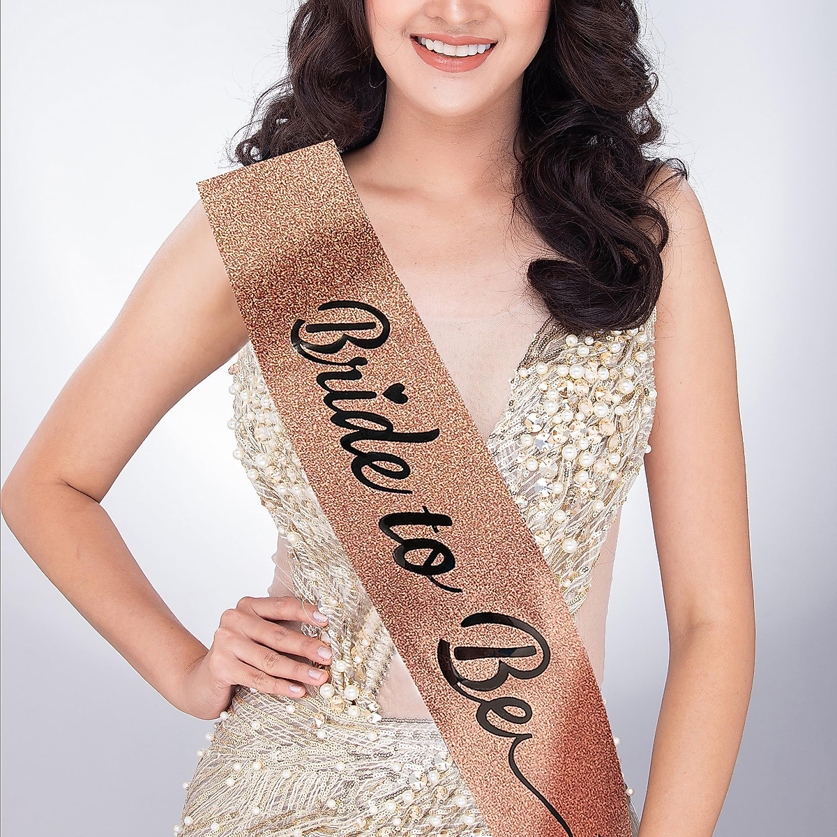 Bachelorette Party Decorations, Bridal Shower Decorations Bride to Be Balloons Rose Gold Bridal Foil Curtain Backdrop (Give Temporary Tattoos)