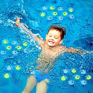 Hiboom 120 Pcs Glow in The Dark Rubber Ducks Squeaky Luminous Light up Rubber Ducks Fluorescent Floating Bath Mini Glow Toys Light up Duck for Boys Girls Adults Birthday Party Favors, Blue, Green