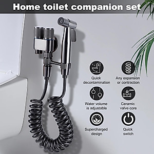 Ldafava Toilet Bidet Sprayer Set, Stainless Steel Bidet Sprayer with Pressure Spray Gun, Handheld Bathroom Bidet for Feminine Wash, Cloth Diaper Cleaning, Baby Wash and Pets Shower, Gray