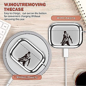 Ptnerbeh Cute AirPod Pro Case,Soccer Player Theme Pattern Design with Keychain Pendant Silicone Soft Shell Compatible with AirPods Pro Case