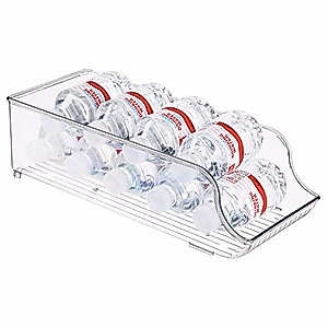 iDesign Plastic Refrigerator and Freezer Storage Organizer, Clear & Plastic Refrigerator and Freezer Storage Organizer Bin Soda Can and Drink Holder, Holds 9 Cans, Clear