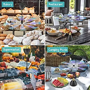 Neijiaer Fly Fans for Tables, Practical Fly Repellent Fan with Soft Blades, USB or Batteries Powered, Soundless and Portable Fly Fan Keeps Your Food Clean(4 Pack)