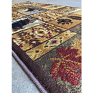 Cabin Style Distressed Antiquated Runner Area Rug Black Bear Elk Deer Wildlife Animal Country Hunting Southwest Wilderness Design 760 (2 Feet X 7 Feet)