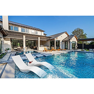 XGC Luxury Waterproof Patio Furniture, Pool Lounger Chaise Support Up to 9"-16" in Water, Set of 2 Lounge Chairs for Outside Pool & Poolside & Sun Deck Tanning, White