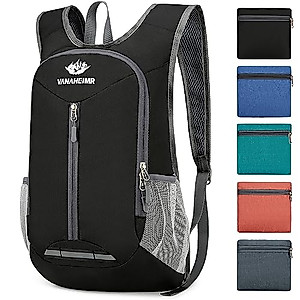 Esup 15L Lightweight Hiking Backpack Foldable Small Travel Backpack Packable Camping Backpack for Women Men (Black)