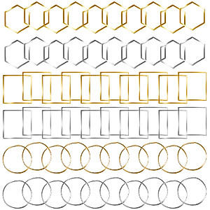 Earrings Beading Hoop for Jewelry Making, FANMAOUS Earrings Findings Hoops Earring Charms Open Bezel Pendant Frame for DIY Craft,Earring Necklace,Crafts Supplies (60 pcs (Round/Square/Hexagon))