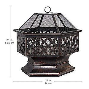 Wyxy Outdoor Heater, Big Fire Pit and Brazier Square Fire Pit Brazier Bowl, Dining Table Set Camping Rack Outer Brazier Fire Bowl 6361 cm