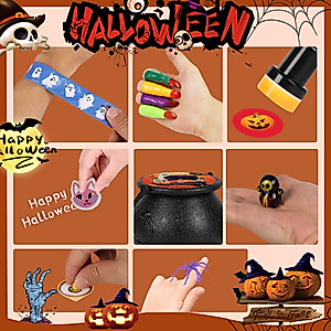 APROAT 240 PCS Halloween Party Favors for Kids Bulk, 24 Pack Prefilled Small Plastic Witch Cauldron,Halloween Toys for Trick or Treat,Halloween Prizes for Kids Party