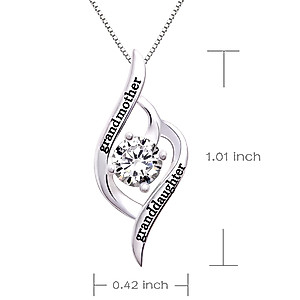 ALOV Jewelry Sterling Silver "grandmother granddaughter" Love Cubic Zirconia Pendant Necklace