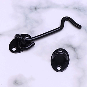 LEVINE 2PCS 4 Inch Latch Black Heavy Duty Solid Stainless Steel Gate Latch for Wooden Fences or Metal Gates,Safety Sliding Barn Door,Shed(4 Inch,Black)