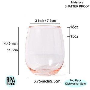 KX-WARE 18-ounce Acrylic Stemless Wine Glasses, set of 6 Mutlicolor
