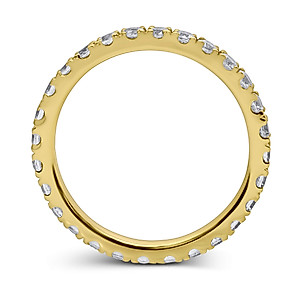 ORO LEONI 925 Sterling Silver Cz Eternity Band Ring - 14k Silver, Yellow And Rose Gold Plated (Yellow Gold, 6)