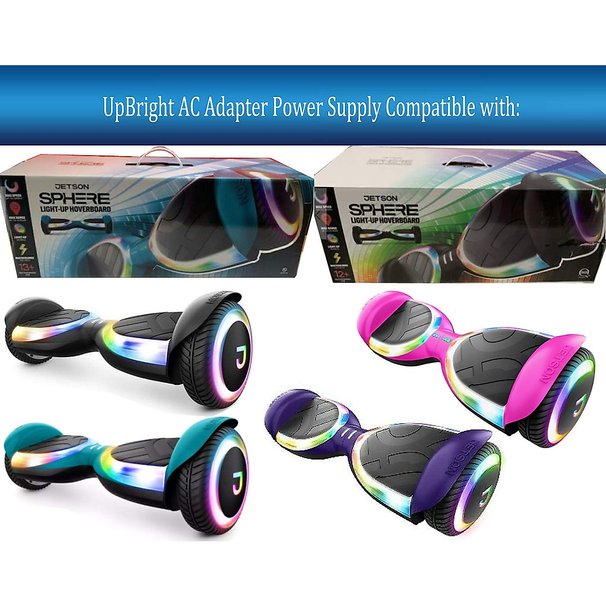 UpBright 3-Prong 42V AC/DC Adapter Compatible with Jetson Sphere JSPHER-BLK JSPHER-RED Magma JMGMA-BLK Aero JAERO-BLK Nitro JNITRO-BLK 36V 2.0Ah Lithium-ion Battery Hover Board FY0424201000 Charger