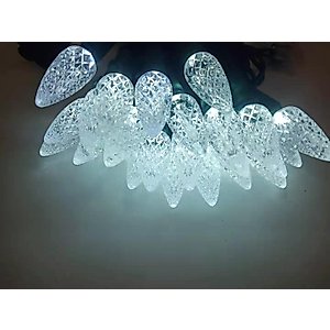 FY LTD Strawberry 18 ft 2pcs*LED50 Cool White Christmas Light String C6 Lighting Christmas Tree Decoration Court Garden Decoration Party Indoor and Outdoor Decoration (2, Cool White)