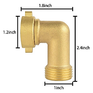 Garden Hose Elbow Connector, 90 Degree Hose Extender, Solid Brass Elbow Water Pipe Adapter (2 Pack)