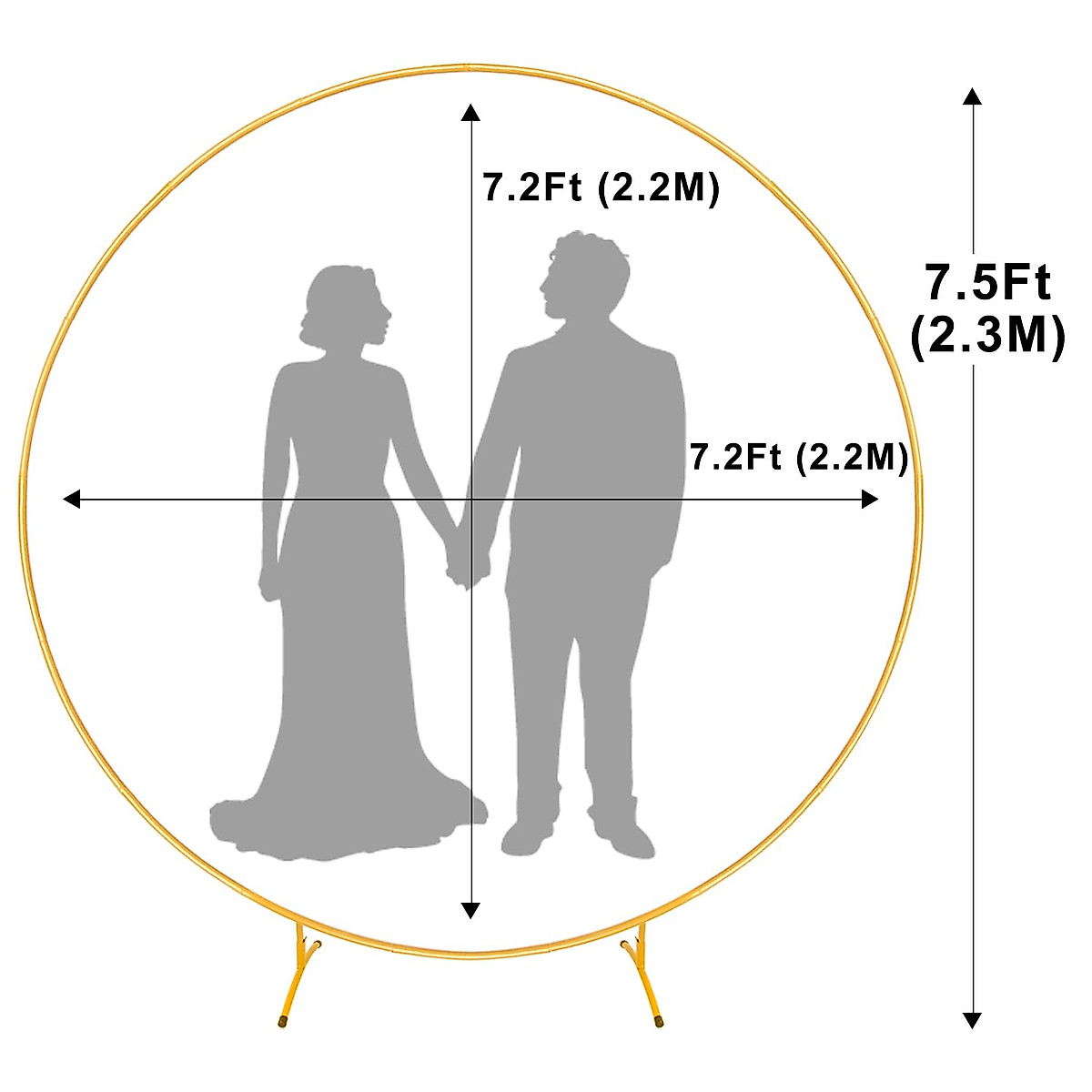 Round Backdrop Stand 7.2 ft, Metal Balloon Arch Kit Circle Frame for Parties, Birthday, Wedding, Ceremony Decorations-Gold