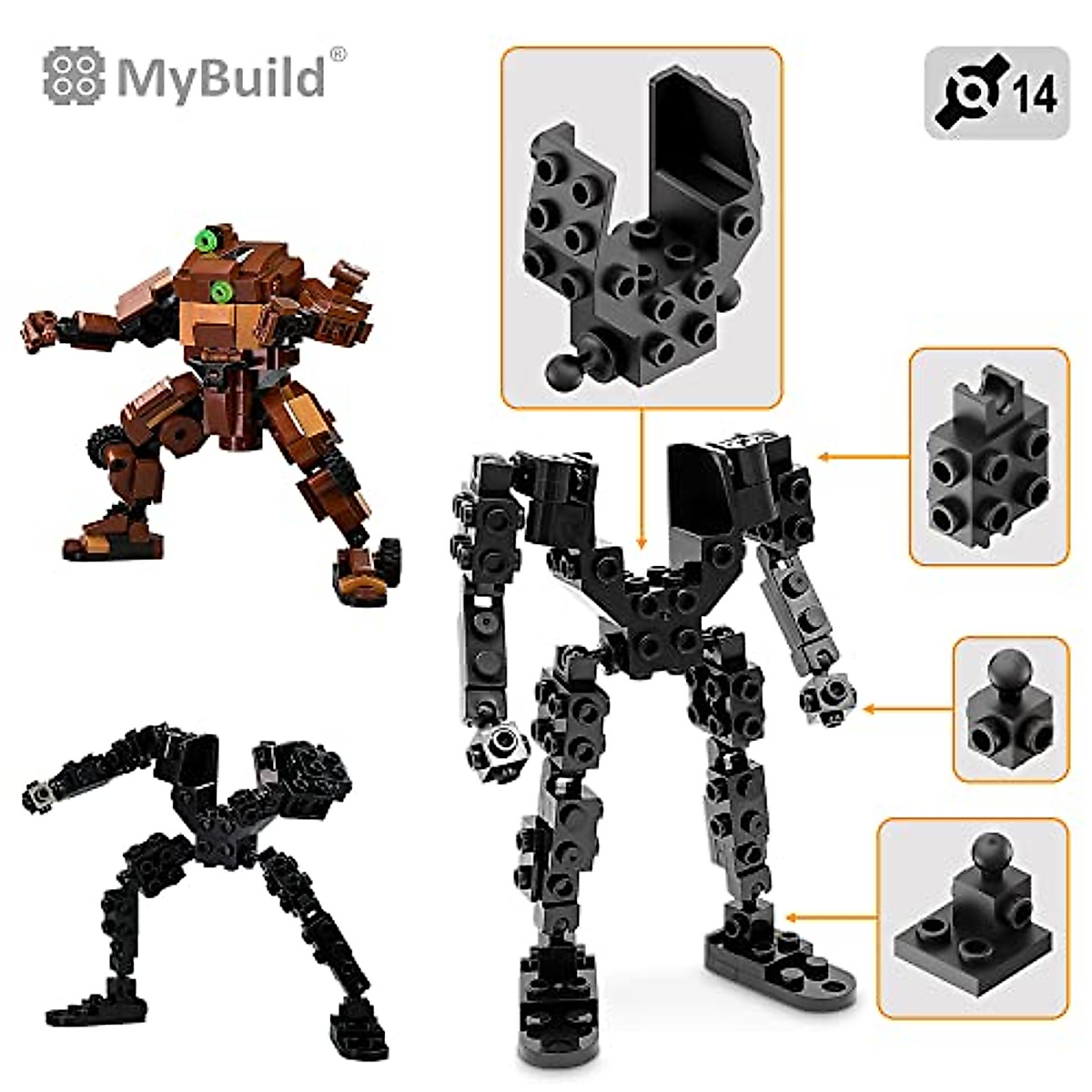 MyBuild Mecha Frame Armed Forces Stryker 5021 - Brown Armor Robot Blocks Toy Building Bricks Collection for Children to Adult Mech Fans