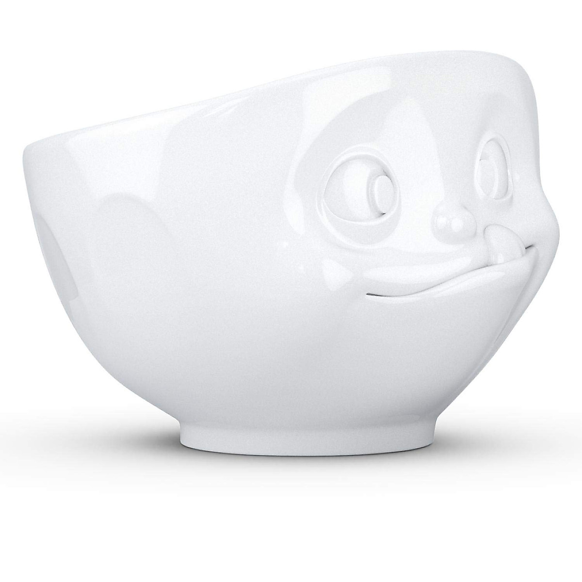 FIFTYEIGHT PRODUCTS TASSEN XL Porcelain Bowl, Tasty Face Edition, 33 oz. White (Single Bowl), Extra Large Bowl