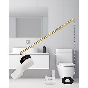 Hibbent Toilet Handle Replacement, Front Mount Tank Flush Lever Handle Compatible with American Standard, Toilet Trip Lever with Stainless Steel Flapper Chains, White