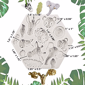 JeVenis 2 PCS Jungle Safari Animal Cake Mold Jungle Safari Animal Cupcake Decoration Jungle Safari Animal Cake Decoration Palm Leaves