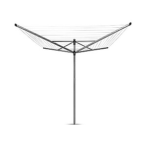 Brabantia Lift-o-Matic Rotary Dryer, 197 Feet, Metallic Gray & Honey-Can-Do DRY-01375 Wood Clothespins with Spring, 50-Pack, 3.3-inches Length,Brown