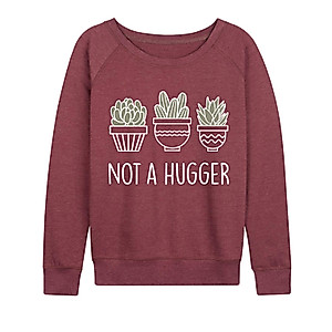 Instant Message - Not A Hugger - Women's French Terry Pullover - Size 2X Heather Maroon