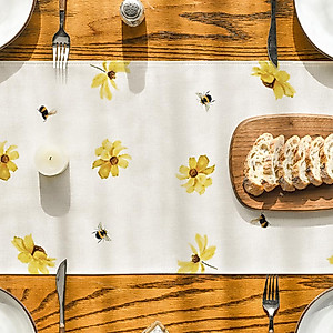Artoid Mode Yellow Flowers Daisy Bees Summer Table Runner, Seasonal Easter Fall Holiday Kitchen Dining Table Decoration for Home Party Indoor 13x72 Inch