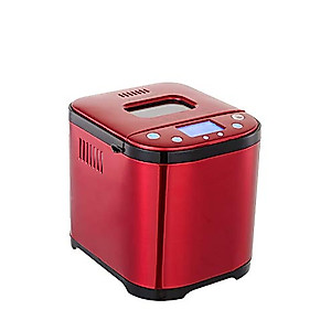 FRIGIDAIRE Bread Maker Machine with Nonstick Bowl, Bread Hook, Measuring Cup & Spoon. 15-in-1, Gluten-Free Bread, Cake& Yogurt, 3 Crust Colour options and more. 3 Loaf Sizes. 2LB XL-RED