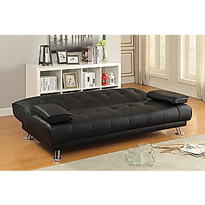 Convertible Sofa Bed with Removable Armrests Black 300205