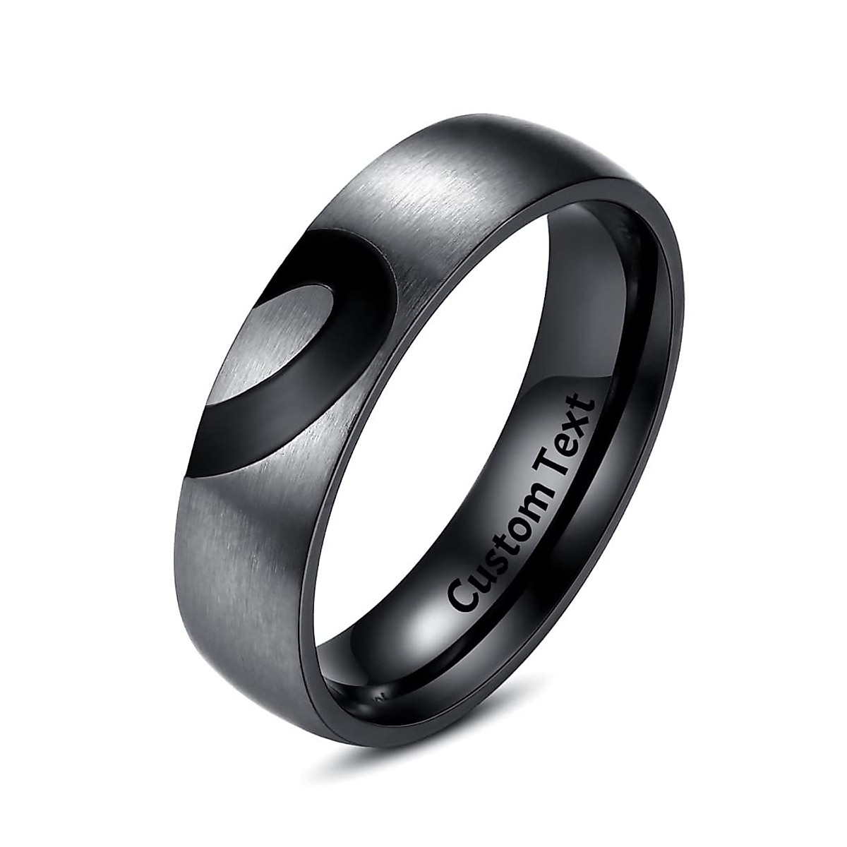 Matching Heart Rings His and Her Ring for Couples Couple Rings Set Love Women Promise Mens Women's Men Personalized Engraved Custom Name (Stainless Steel)