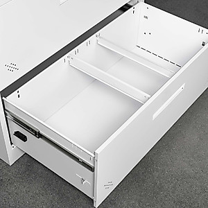DUNTRKDU 2 Drawer Metal Lateral File Cabinet with Anti-tilt Mechanism for Legal/Letter A4 Size, Large Deep Drawers Locked by Keys, Storage Filing Cabinet for Home Office, Easy to Assemble (White)