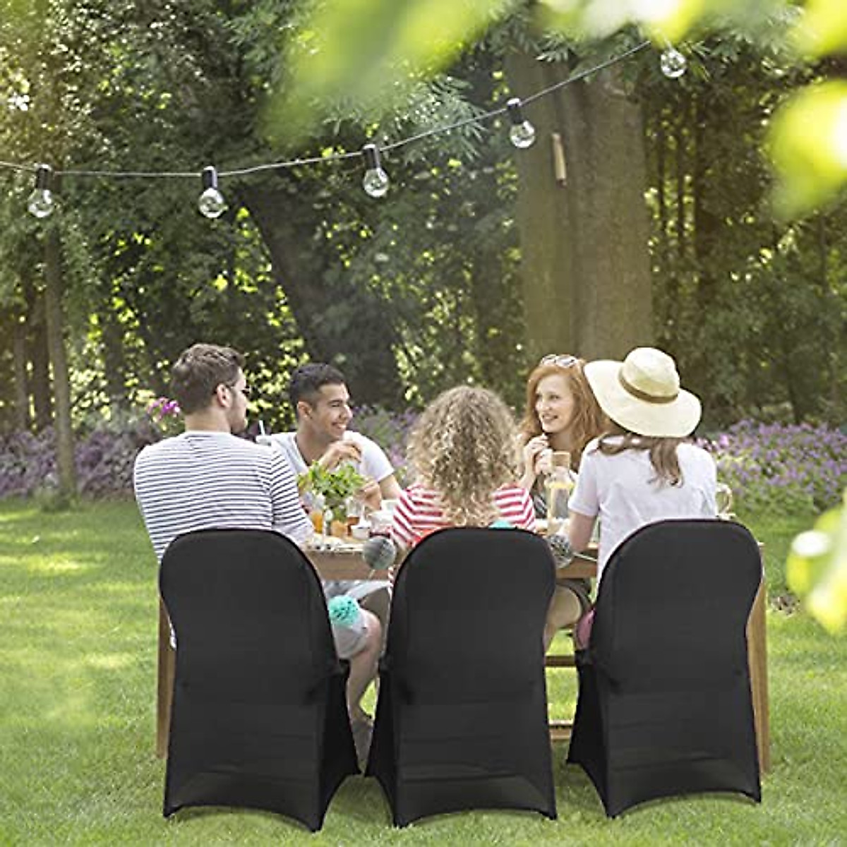 Babenest Spandex Folding Chair Covers - 25 PCS Upgraded Universal Stretch Washable Fitted Chair Slipcovers Protector for Wedding, Holidays, Banquet, Party, Celebration (Black)