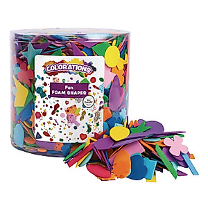 Colorations Bucket of Fun Foam Shapes Multicolor Arts and Crafts Material for Kids (1/2 lb.)