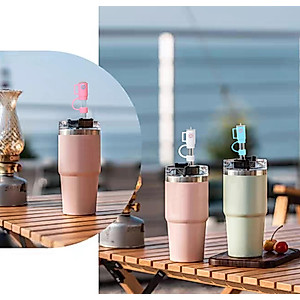 12 Pack Replacement Straws and Covers for 40 oz Stanley Adventure Travel Tumbler Cup, Reusable Plastic Straws with Cleaning Brush, Compatible with 40oz 30oz 20oz 14oz Stanley Water Jug, 12inch