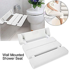 Folding Shower Seat Bench, Wall Mount Bathroom Bath Safety Stool Chair Bench Bathroom Drop-Leaf Wall Stool for Bath Toilet Hotel, 130kg Capacity for Senior Handicap Disabled Medical Use