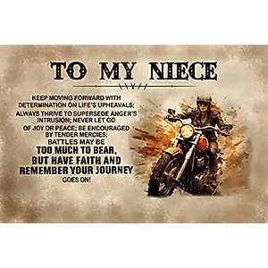 Female Armored Motorcyle Rider: Embrace Joy & Peace & Persevere - Wall Art Decor Poster, Canvas 161761