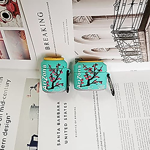 Compatible with Airpods Case 1&2 Arizona, Plum Green Tea Drink Bottle Protective Silicone Cartoon 3D Case for Airpod Blue Soda, Boys Girls Kids Teens Women Funny Case for Airpods 1/2 (Zona Tea)