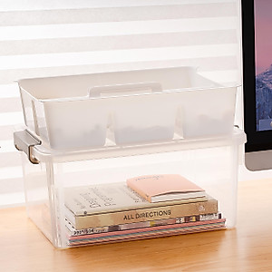 Citylife 17 QT Plastic Storage Bins Clear Storage Box with Removable Tray Stackable Latching Box with Handle for Oraganizing Tool, Craft, Office