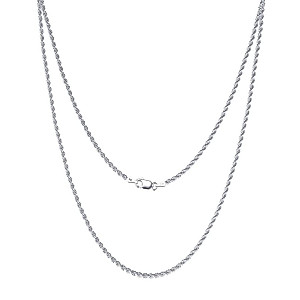 Silver Necklace for women men 2mm Rope Chain 925 Sterling Silver Clasp Rope Chain Silver Chain for men 16/18/20/22/24/26/28/30 Inches(16)
