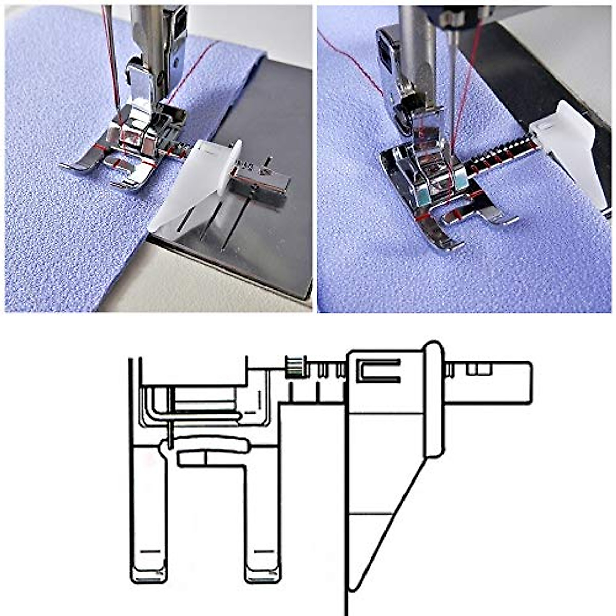 DREAMSTITCH 250026947, BLSA-SGF Adjustable Guide Presser Foot Max 7mm Zigzag-Fits All Low Shank Snap-On Singer, Brother, Babylock, Janome, Juki, Elna and More Sewing Machine