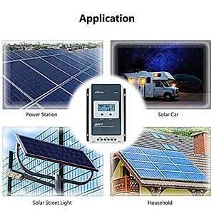 EPEVER 20A MPPT Solar Charge Controller 12/24VDC Automatically Identifying System Voltage with Backlight LCD Display Fit for Lead-Acid and Lithium Batteries