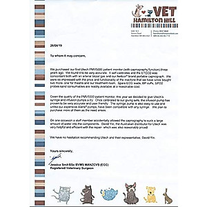 Utech PM5000V Veterinary Multi-parameters Monitor with SPO2, NIBP,Temp,ECG,PR,Resp