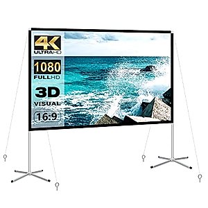 Projector Screen and Stand 100 Inch Portable Outdoor Projection Screen 16:9 4K HD Movie Projection Screen with Carry Bag for Indoor Outdoor Home Theater Film Night Party Camping Foldable Anti Crease