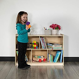 Flash Furniture Wooden 5 Section School Classroom Storage Cabinet for Commercial or Home Use - Safe, Kid Friendly Design - 24" H X 36" L (Natural)