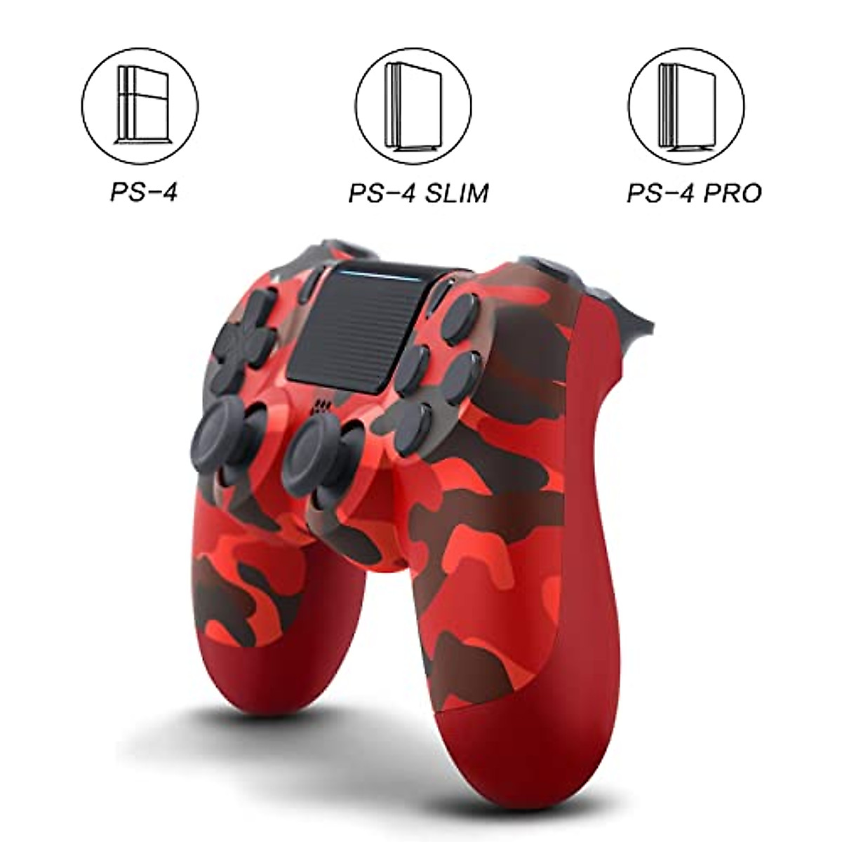 PYMENA Wireless Controller for PS4, Audio Function Bluetooth Gamepad for PS4/Pro/Slim Camo Red