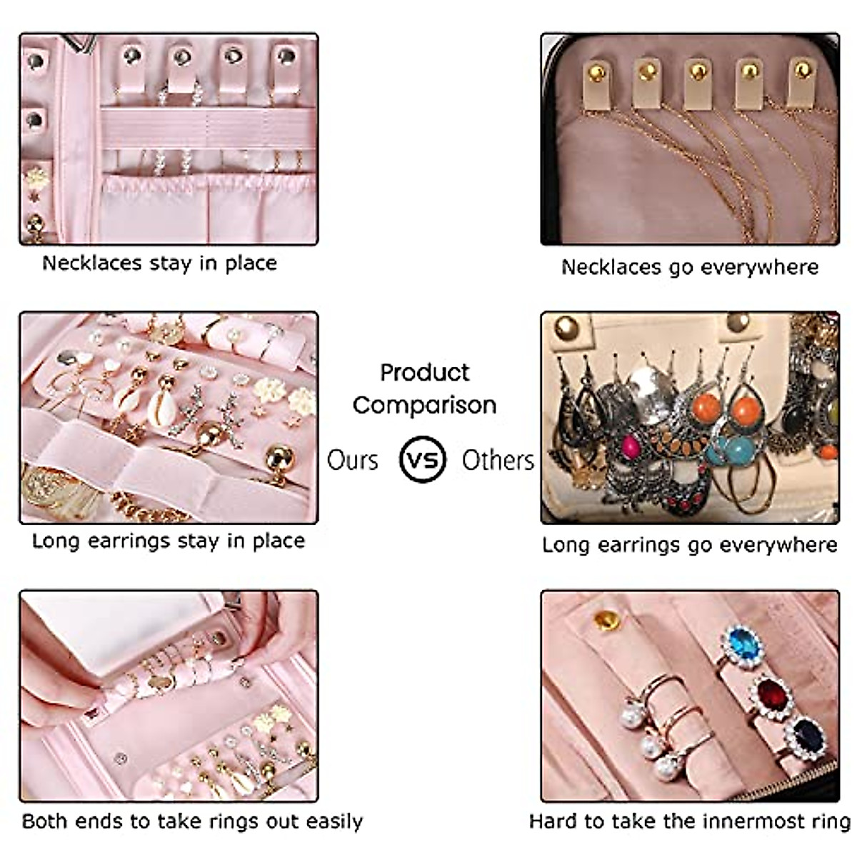 BAGSMART Jewelry Organizer Roll Travel Jewelry Storage Bag for Necklace, Earrings, Rings, Bracelet